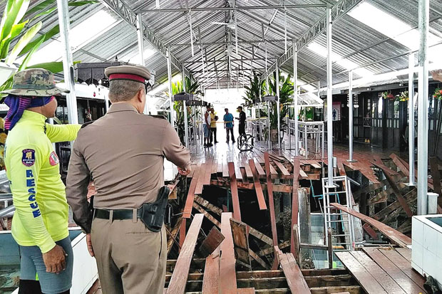 Bangkok Post - Seaside restaurant floor collapses, 29 diners injured