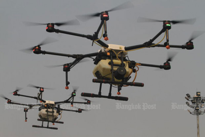 Bangkok Post - City deploys water-spraying drones to reduce smog