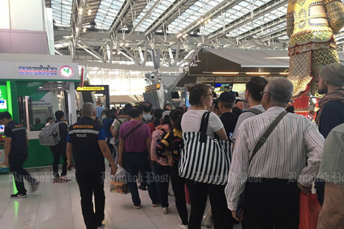 Passengers face long security queue at Suvarnabhumi Bangkok Post ...