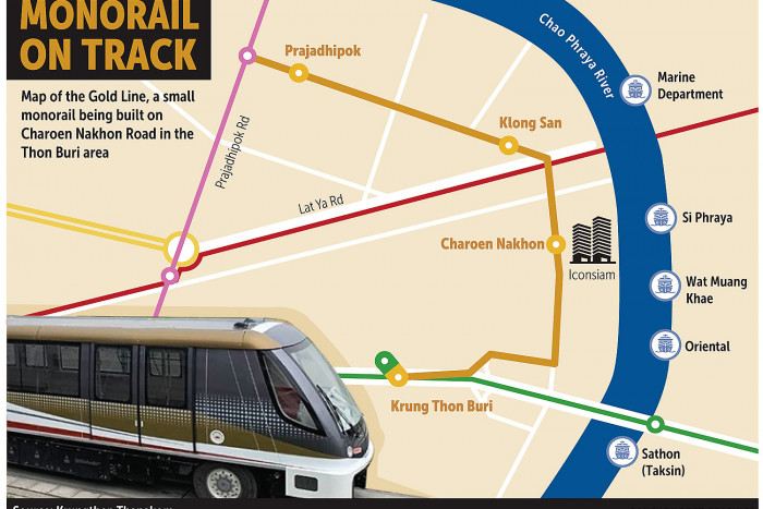 Bangkok Post - Gold Line ready for service next month, says governor