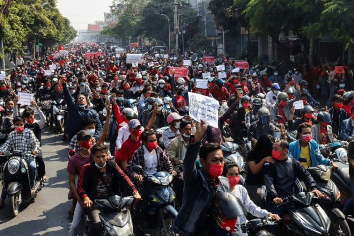 Bangkok Post - Massive crowds protest again in Myanmar against coup