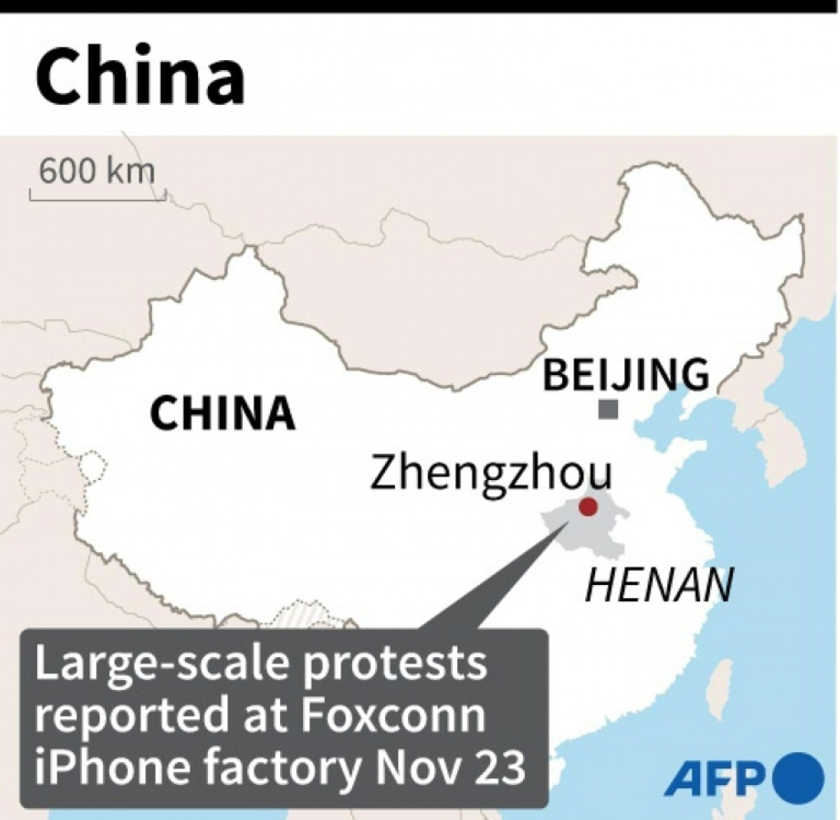 Bangkok Post - Violent protests at largest iPhone factory in China
