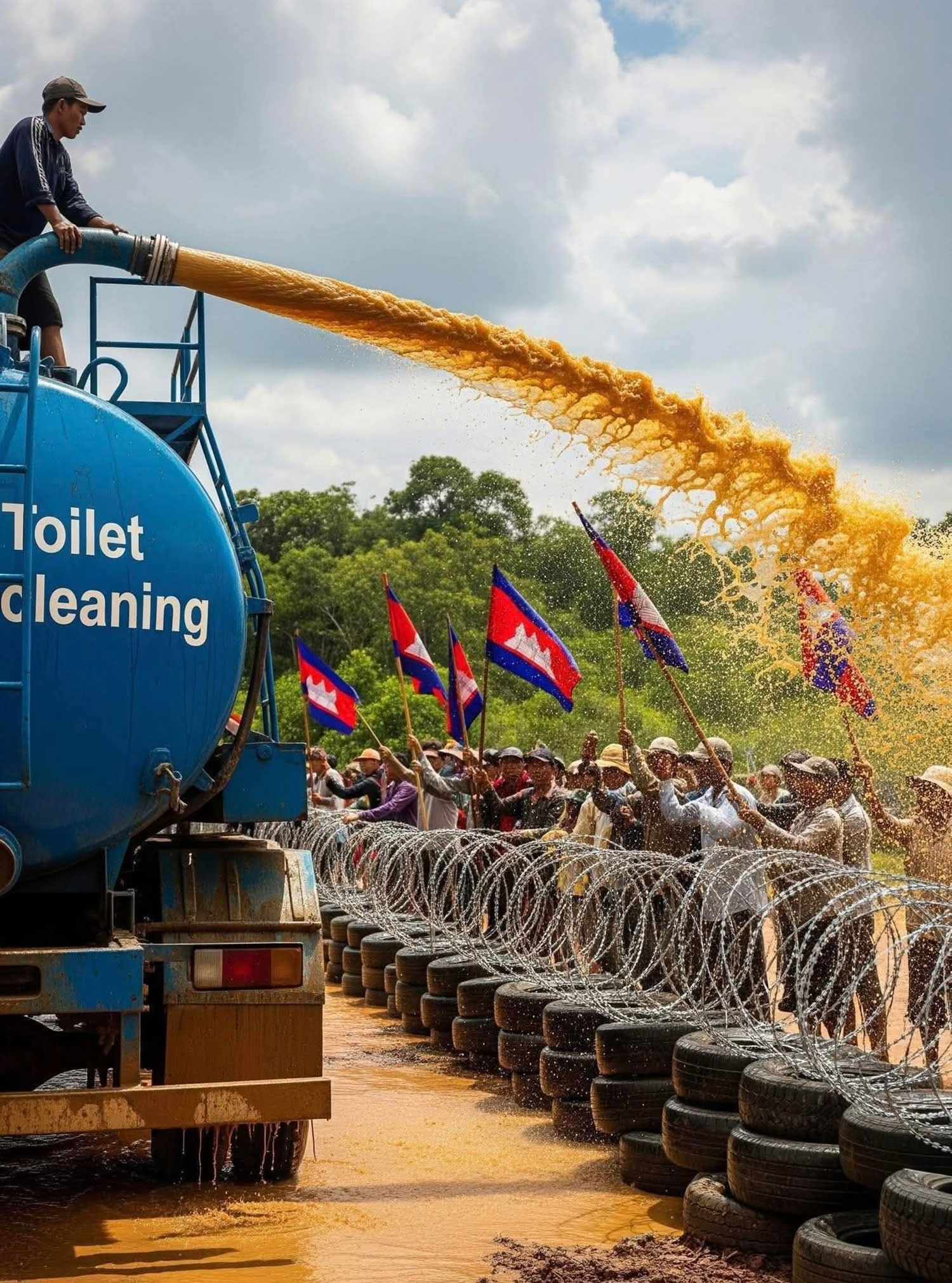 Bangkok Post - Thai social media star stages sewage stunt at tense border