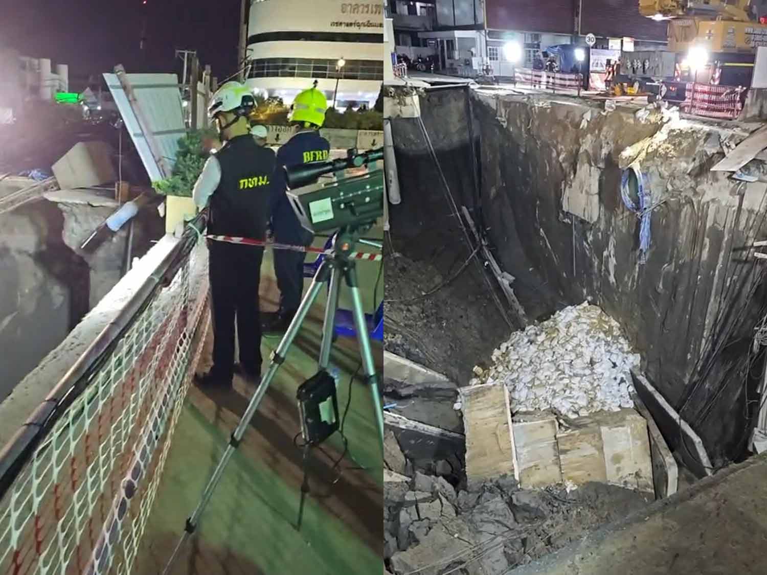 Bangkok Post - Workers filling Bangkok sinkhole to prevent building ...